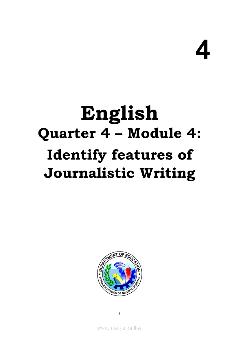 English Quarter 4 Module 4 Identify Features Of Journalistic Writing
