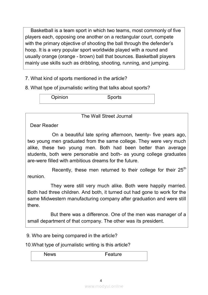 English Quarter 4 Module 5 Distinguishing Among Types Of 