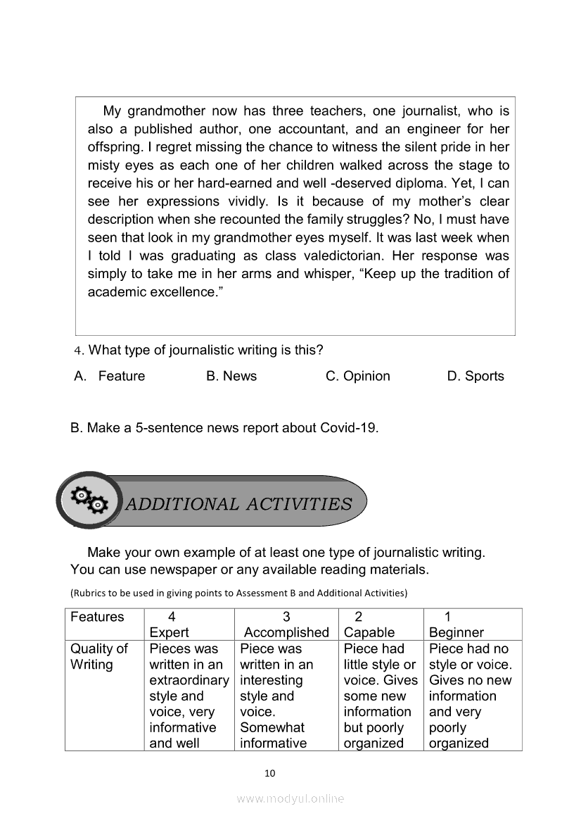 English Quarter 4 Module 5 Distinguishing Among Types Of